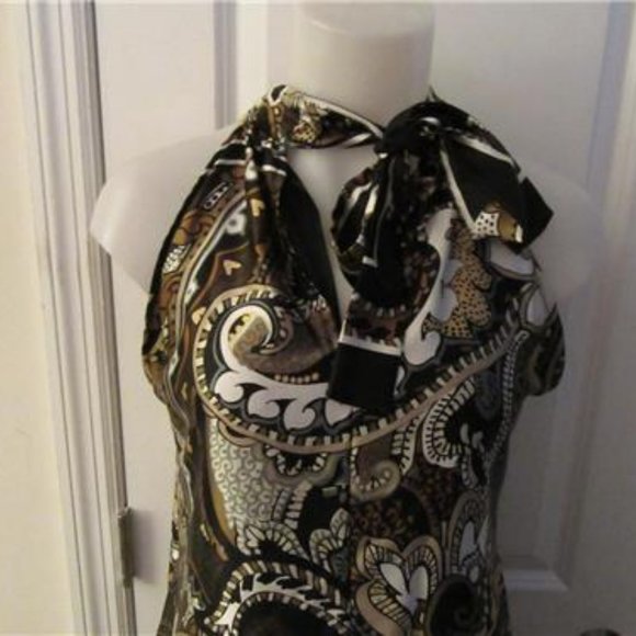 Body Language | Dresses | Body Language Silk Gold Black Ivory Dress L ...